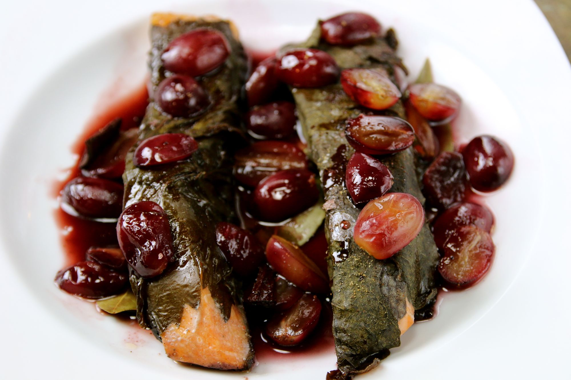 Salmon Saute in Vine Leaves with Grape Sauce | サラーム海上の家